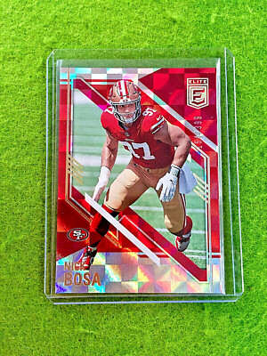 NICK BOSA RED PRIZM CARD JERSEY #97 49ERS 2021 Donruss Elite Nick Bosa ...
