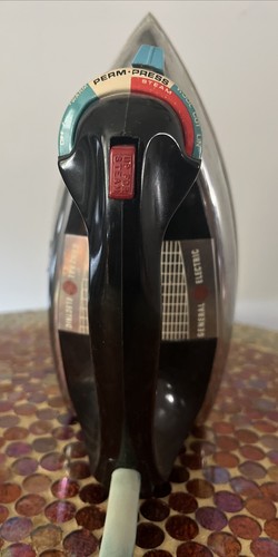 Vintage General Electric GE Steam Dry Iron Chrome w/ Blue Cord USA 478J ...