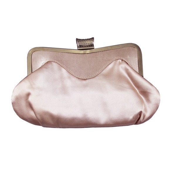 New Beige Champagne ELEGANT SATIN Evening Clutch Purse Prom Ball ...