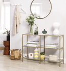 Glass Console Table Modern Gold Shelving Unit Side Metal Hallway ...
