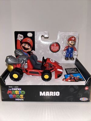 NEW Super Mario Bros Movie MARIO Figure & Pull Back Racer Kart Toy Set ...