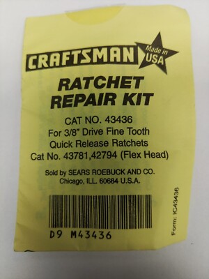 Craftsman 3/8" Ratchet Repair Kit 43436 for 43781 & 42794 Flex Head ...