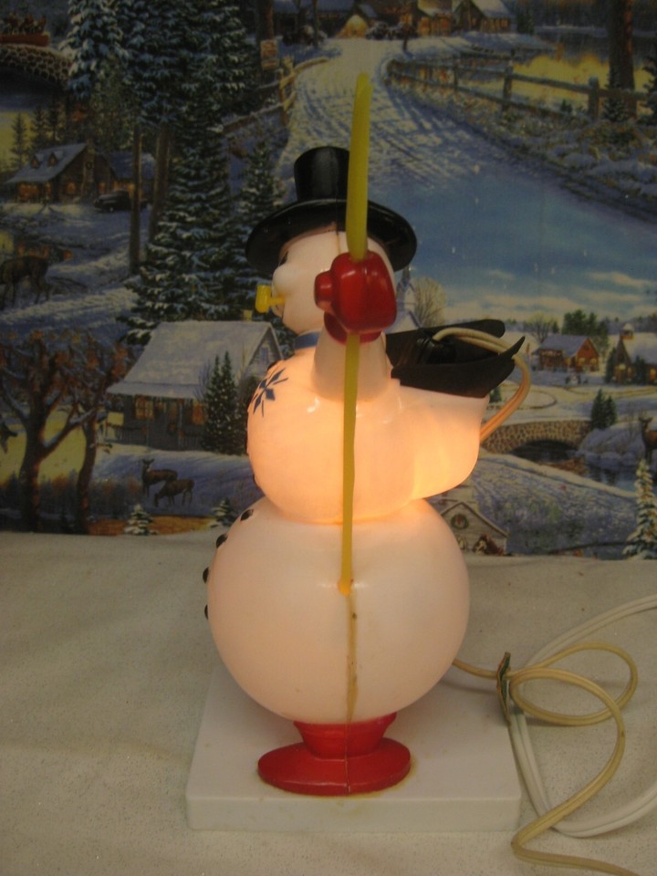 Vintage MILLER hard plastic lightup Snowman with Yellow pipe and broom ...