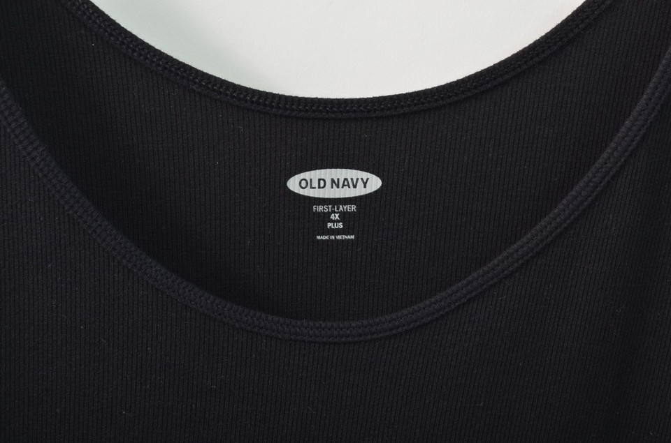 Old Navy First Layer Tank Top Womens 4X Black Ribbed Cotton Blend ...