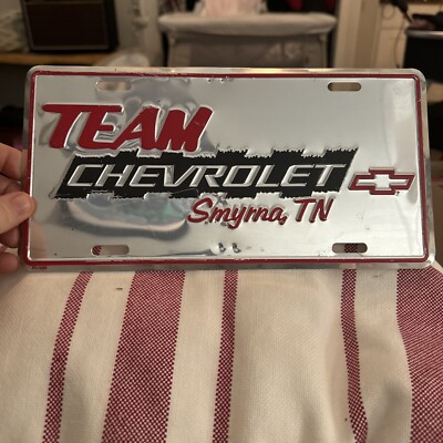 Vintage Team Chevrolet Silver License Plate Smyrna Tennessee Silverado ...