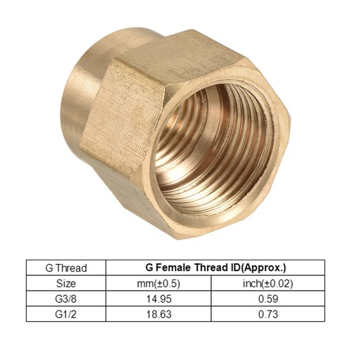 2pcs Brass Reducer Pipe Fitting G1/2 x G3/8 Female Thread Hex Coupling ...