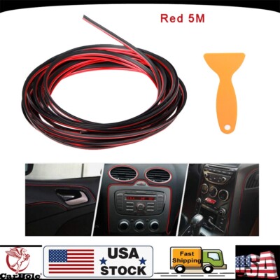 Red 5M Car Interior Door Gap Edge Line Insert Molding Trim Strip Deco ...