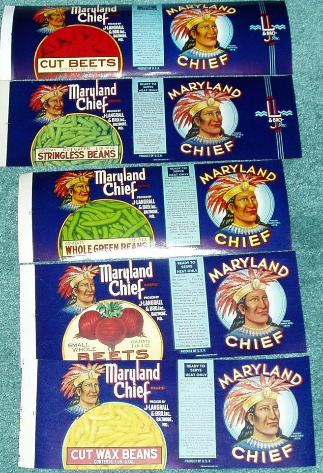 LOT OF 5 DIFFERENT MARYLAND CHIEF LABELS BALTIMORE MD 1930's GREAT ...