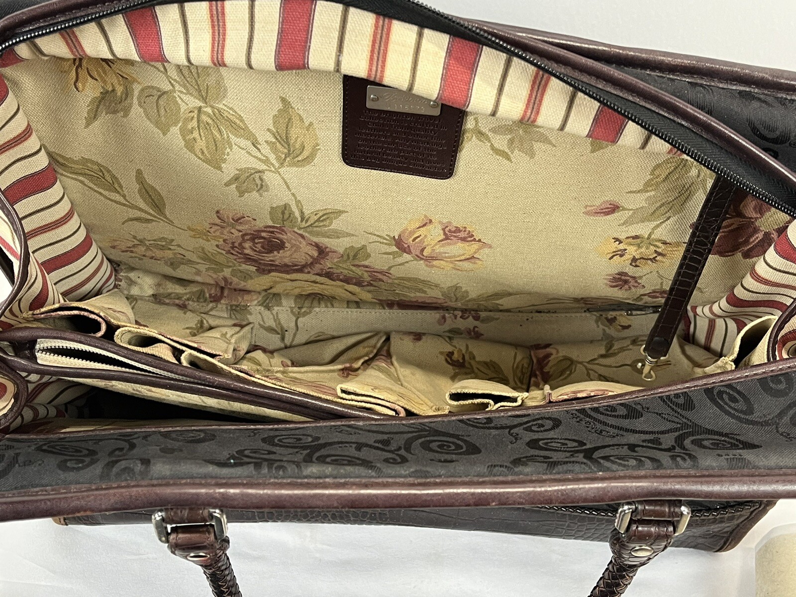 Vtg Brighton Overnight Weekender Luggage Travel Bag Black Brown Leather ...