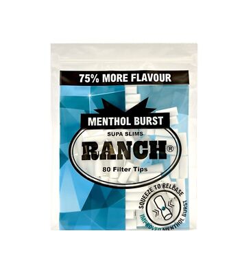 Ranch Menthol Burst Supa Slim Blue Cigarette Filters, 1 Bag of 80 ...