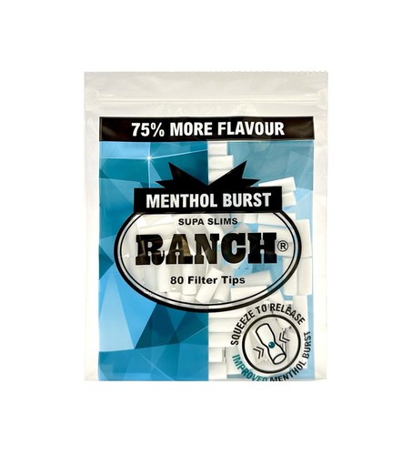 Ranch Menthol Burst Supa Slim Blue Cigarette Filters, 1 Bag of 80 ...