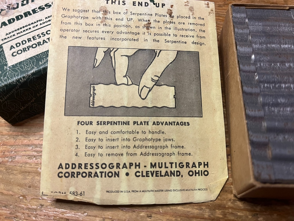 Graphotype Addressograph Addressoloy Plates Style B-5300 Box of 250 ...