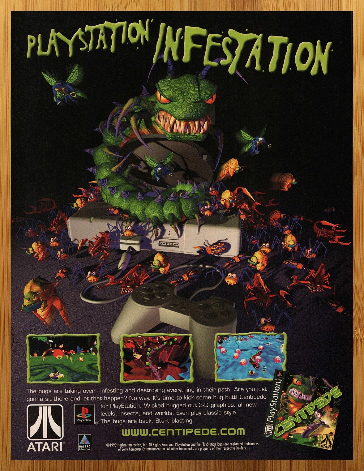 1999 Centipede Playstation 1 PS1 Vintage Print Ad/Poster Official Promo ...