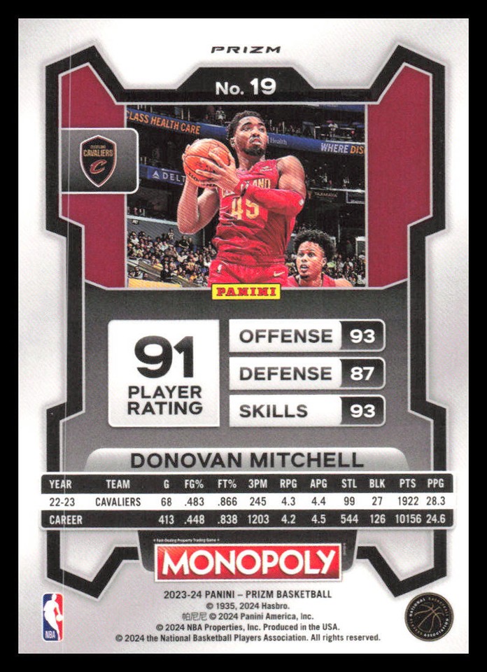 2023-24 Prizm Monopoly PURPLE #19 Donovan Mitchell | eBay