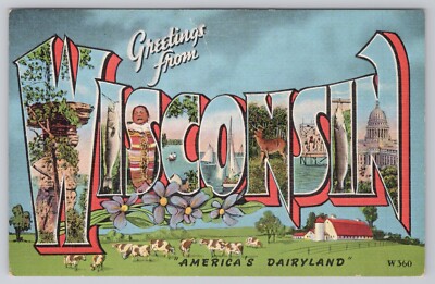 Postcard Large Letter Greetings From Wisconsin | eBay