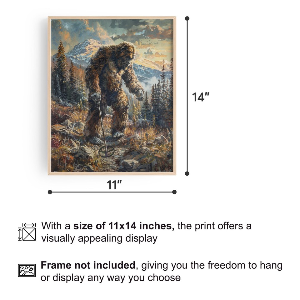 Metal Detecting Sasquatch Bigfoot Artwork Gold Prospecting Art ...