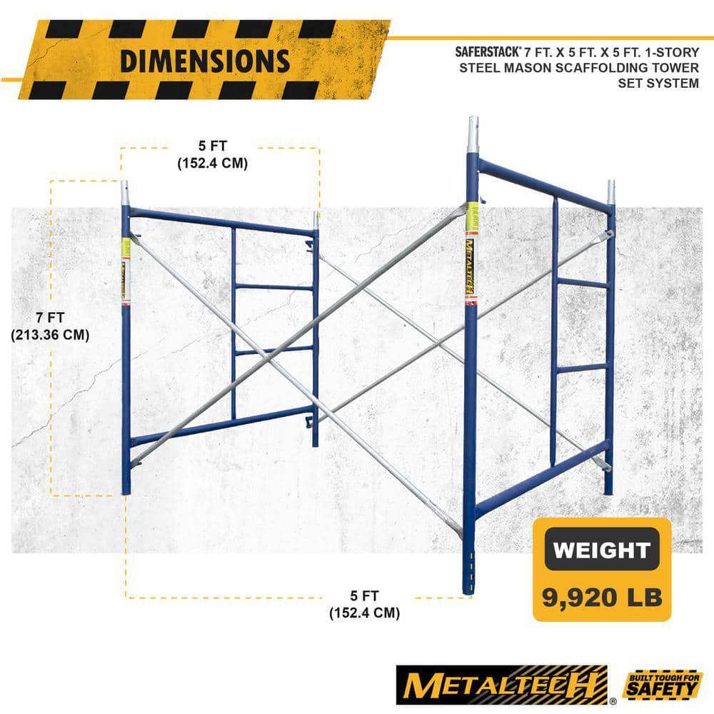 Scaffolding Set 7'x5'x5' 1-Story Stackable Steel Mason w/ Cross Brace ...