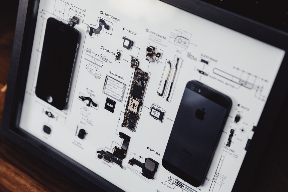 Disassembled iPhone Teardown With Frame, Deconstructed iPhone Art ...