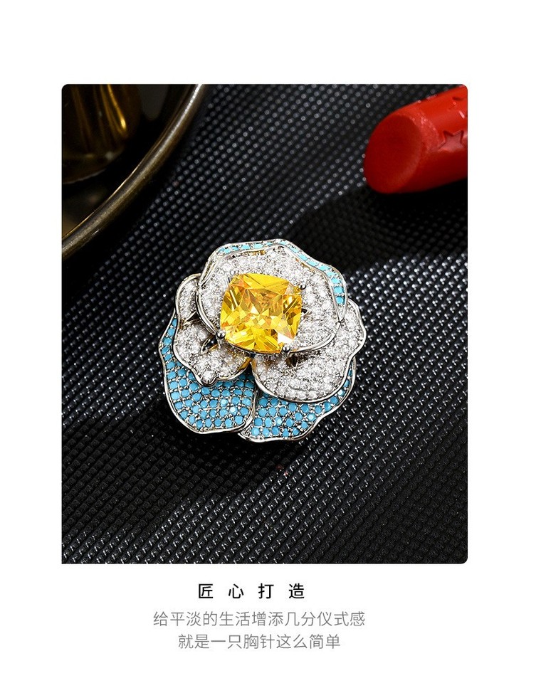 Human Wealth Flower Magnetic Buckle With Diamond Set Elegant Chest ...