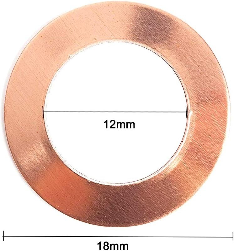 YXQ 12x18x1.5mm Copper Crush Washer Flat Ring Seal Gasket Fitting M12 ...