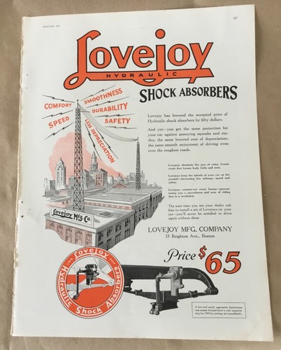Lovejoy shock absorbers car 1924 orig vintage print ad 1920s illus auto ...