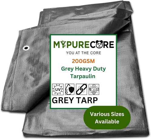 Tarpaulin Waterproof Heavy Duty 200 GSM Grey Ground Sheet Cover ...