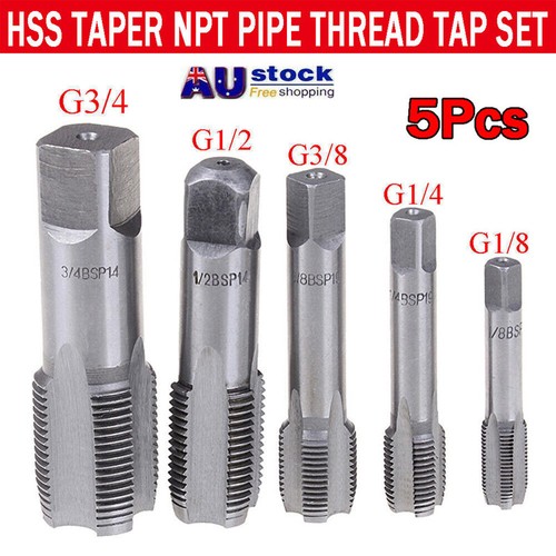 5x G1/8 1/4 3/8 1/2 3/4 HSS Taper NPT Pipe Thread Tap Set BSP Screw ...