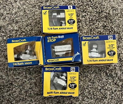 NEW Brass Craft 1/4 Turn Angle Stop Valve Multi Turn Stop Valve OCR19C1 ...