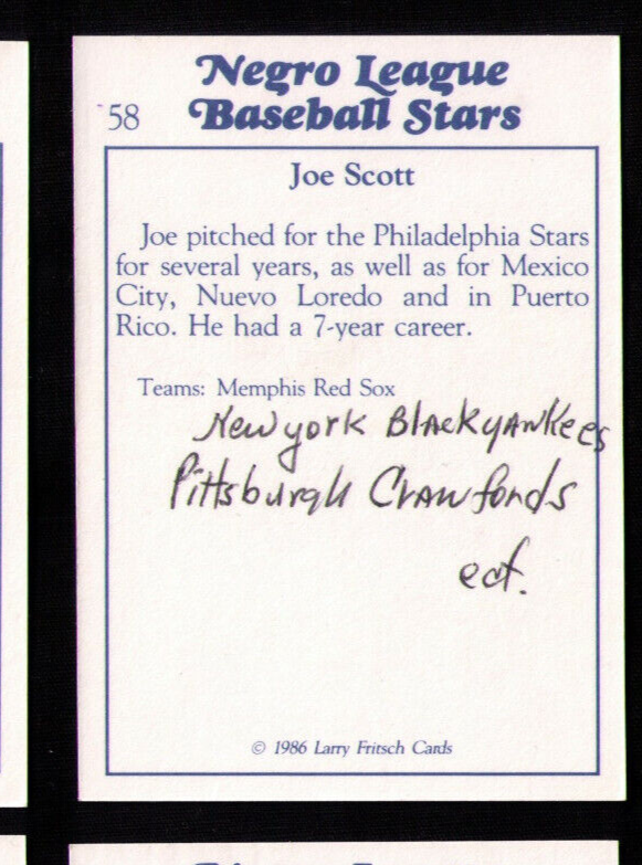 1986 Joe Scott SIGNED & DATED Negro League Baseball Stars #58 Larry ...