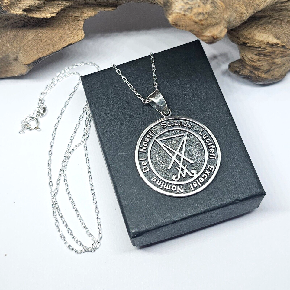 Sigil of Lucifer Latin Script Left Hand Path Necklace 925 Sterling ...