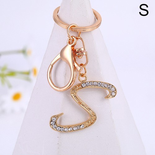 Rhinestone Initial Letter Key Ring Holder Alphabet Women Bag Pendant ...