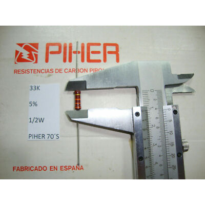 1 X VINTAGE PIHER RESISTOR. 1/2W 33K 5% 1970s. C234 | eBay