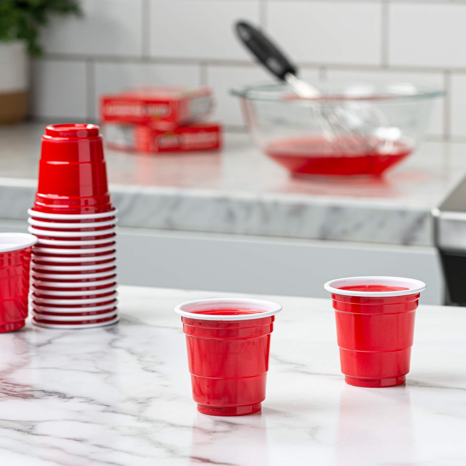 2 oz. - 100 Count Mini Shot Glasses Disposable - Red Jello Shot Cups ...
