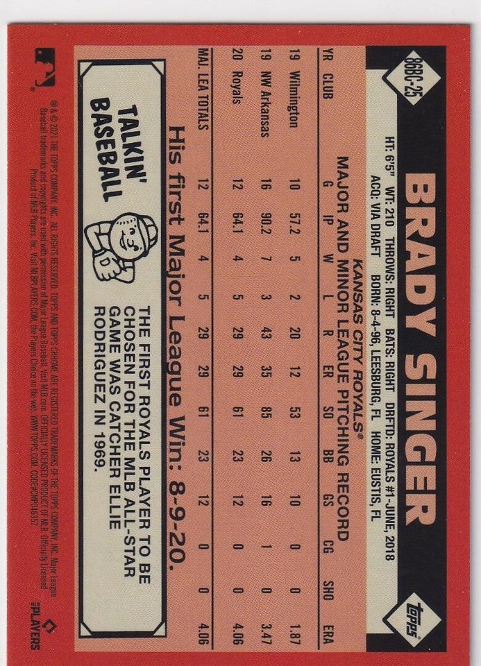 2021 Topps Chrome '86 Topps #86BC25 Brady Singer RC | eBay
