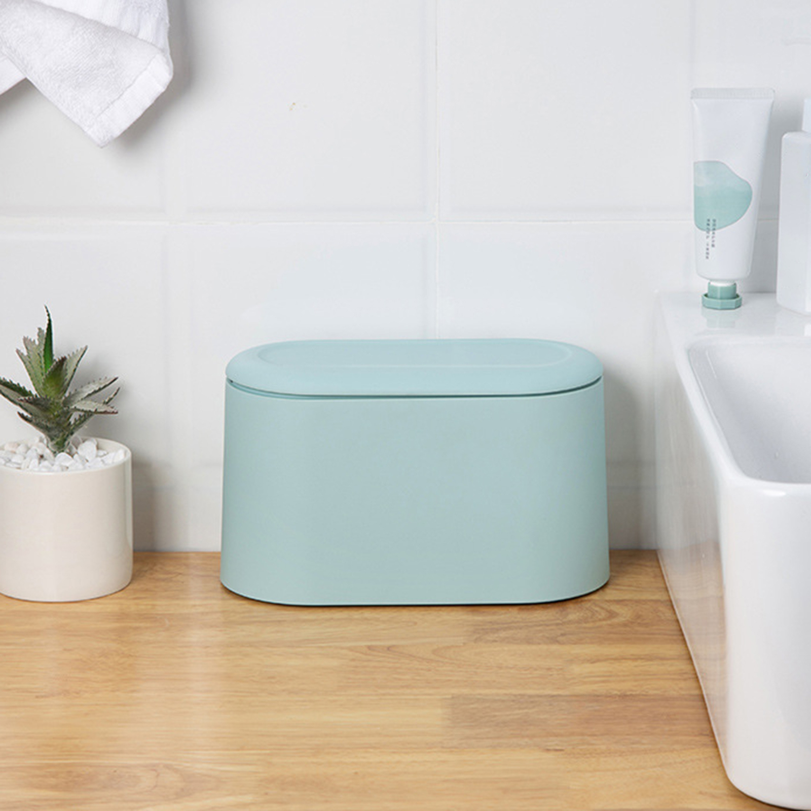 Tiny Plastic Trash Bin Easy to Change Garbage Mini Small Removable Lid ...