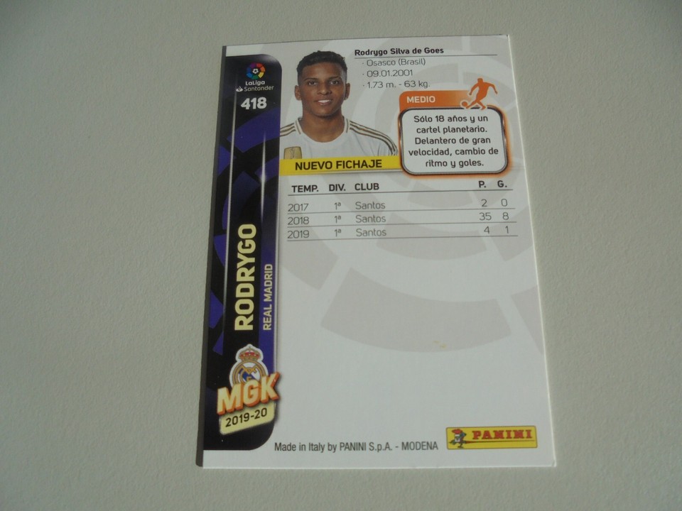Rodrygo Real Madrid Megacracks 2019-20 Rookie Card PANINI #418 | eBay