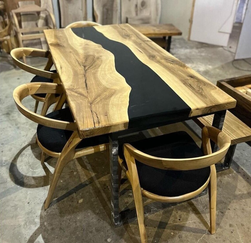 Buy Black Epoxy Dining Table, Dining Room Table, Epoxy Kitchen Table ...