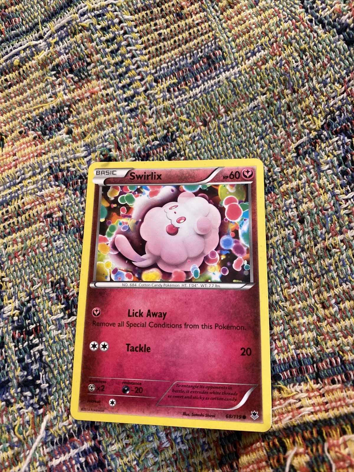 POKEMON Trading Card basic Swirlix HP60 Lick Away Tackle 68/119 | eBay