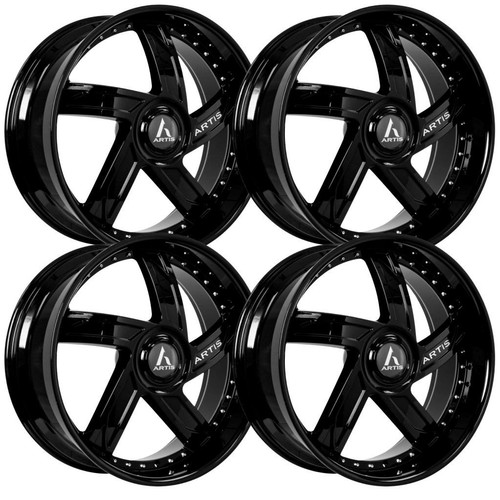 22 inch 22x9 Artis Vestavia XL Full Black wheels rims 5x4.5 5x114.3 +15 ...