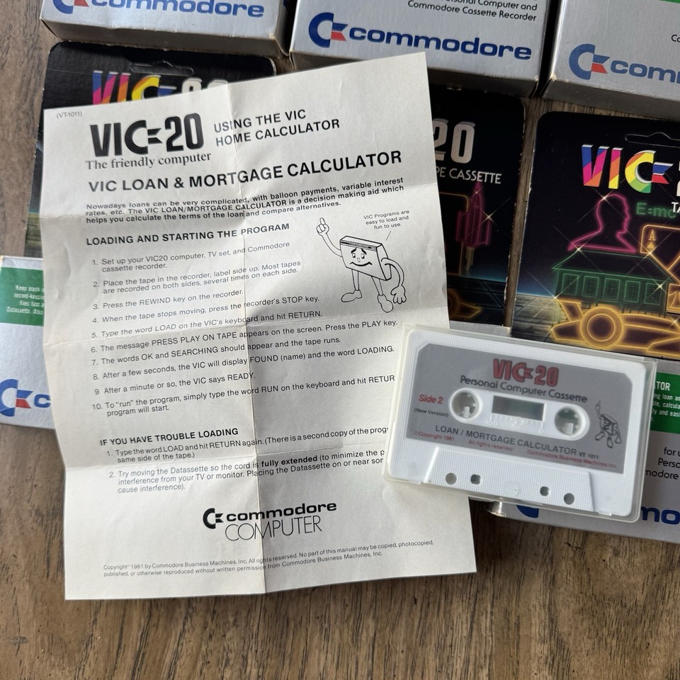 Lot Of 6 VIC-20 Cassette Tape Vintage Computer Programs Commodore ...