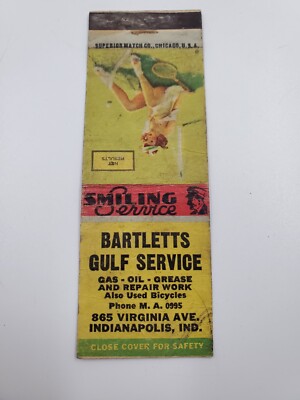 Bartletts Gulf Service Indianapolis Indiana Girlie Matchbook Cover | eBay