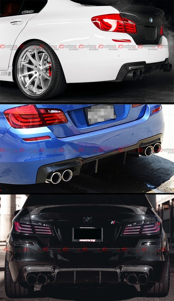 For 11-16 BMW F10 5 Series 535i 528i Carbon Fiber Rear Bumper Diffuser ...