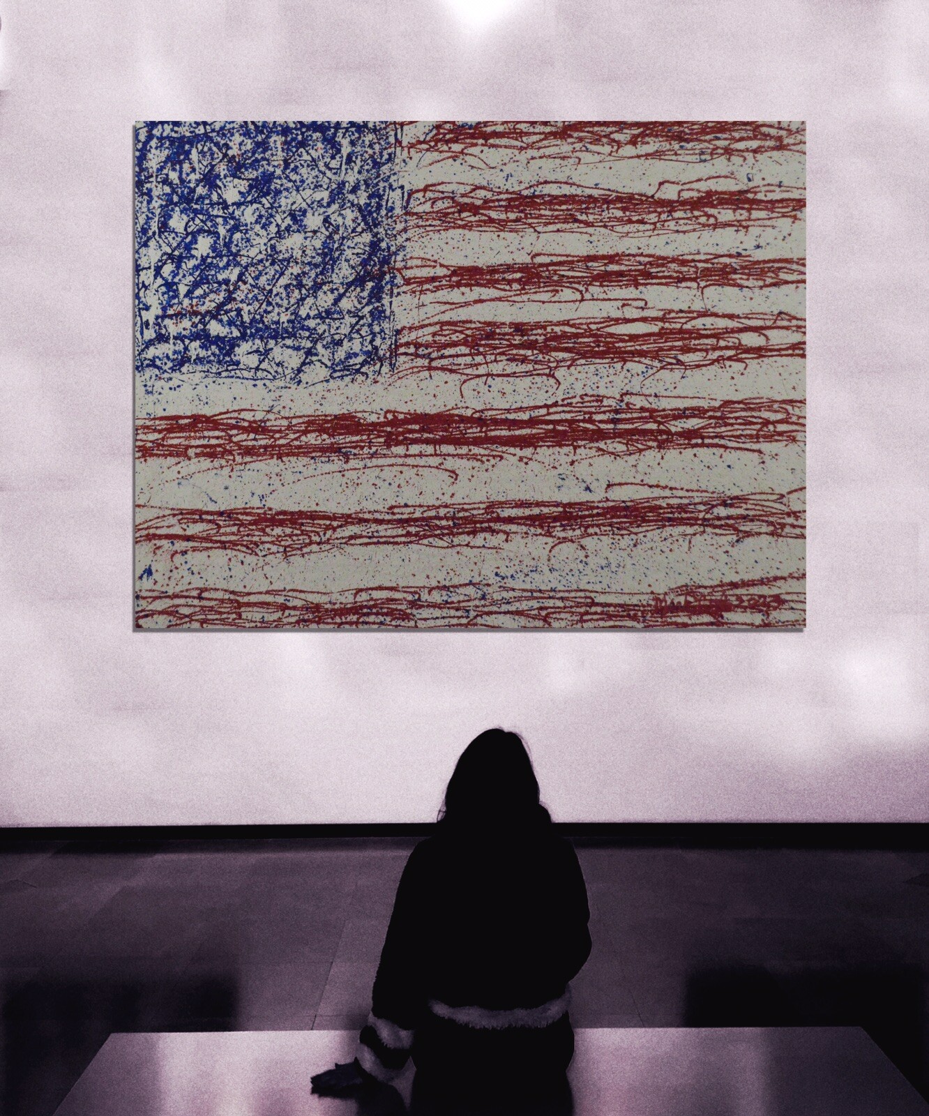 Jackson Pollock style XL Painting 81” X 62”American Flag, Modern,6 ...