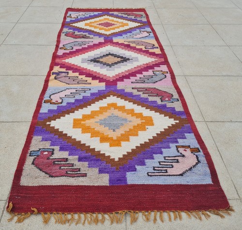 Amazing Hand Knotted Vintage Flat Weave Kilim Kilm Wool Area Rug 5.0 x ...