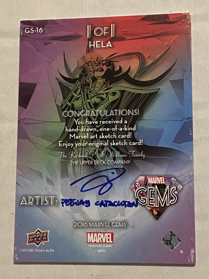2016 Marvel Gems Hela Sketch Card. Peejay Catacutan Artist. | eBay