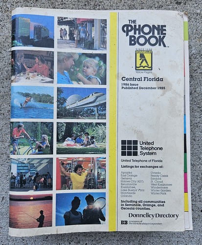 1986 YELLOW PAGES Phone Book Orlando Florida Disney World | Donnelley ...