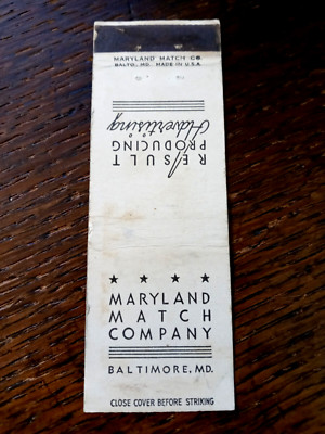 Vintage Matchbook: Maryland Match Company, Baltimore, MD | eBay
