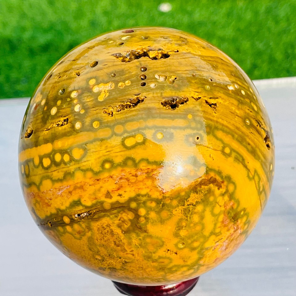 595g Natural 8Th Vein Ocean Jasper Crystal Crystal Geode Sphere Ball ...