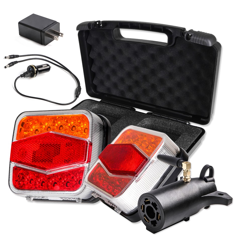 Wireless LED Trailer Lights Rechargeable Towing Light Kit for Truck 7 ...