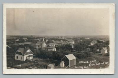 Barnes Kansas from School Building RPPC Antique Washington County Photo ...